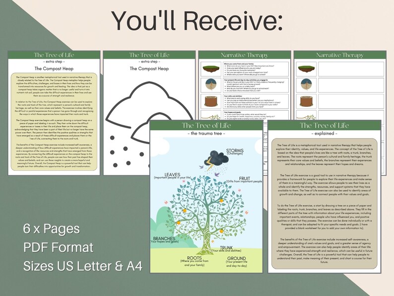 Tree of Life Narrative Therapy Pack, Worksheets for Mental Health ...