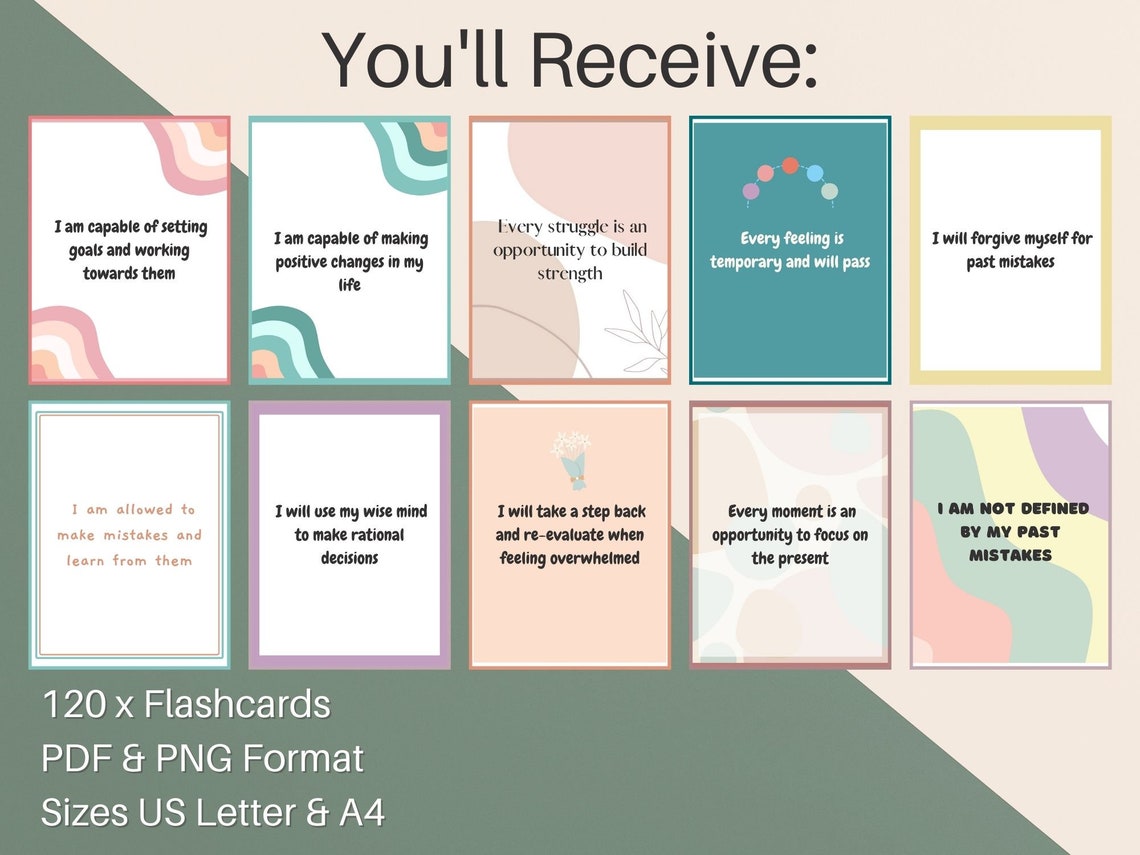 Affirmation Cards Printable, DBT Flash Cards, Coping, 120 Cards ...