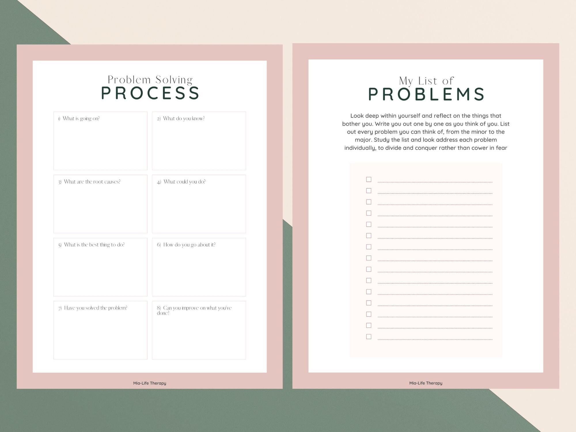 Problem Solving Worksheets for Self Care Pack, Mental Health Resources ...