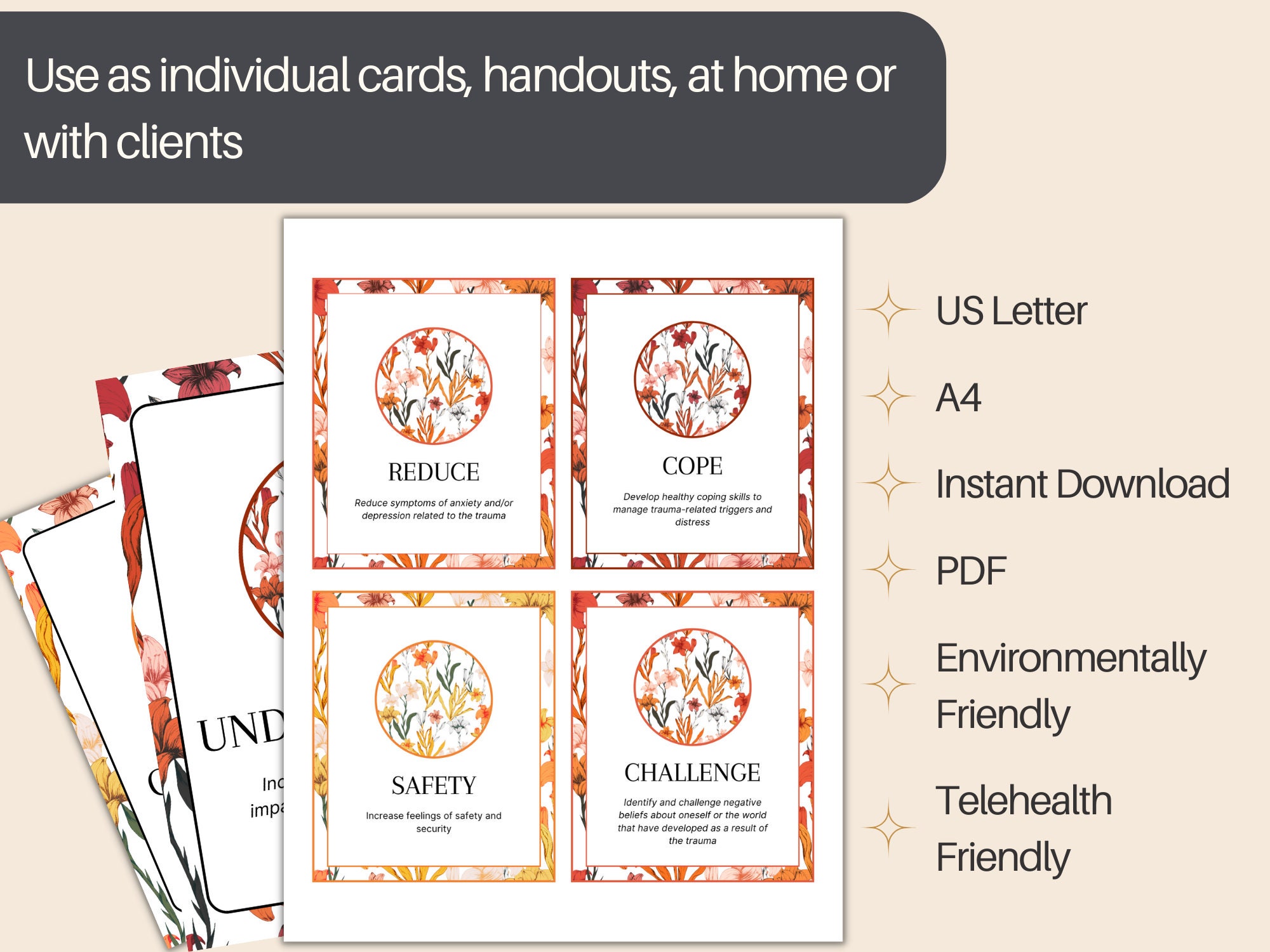 Trauma Goals for Therapy Flashcard Pack, Client Goal Setting Tools ...