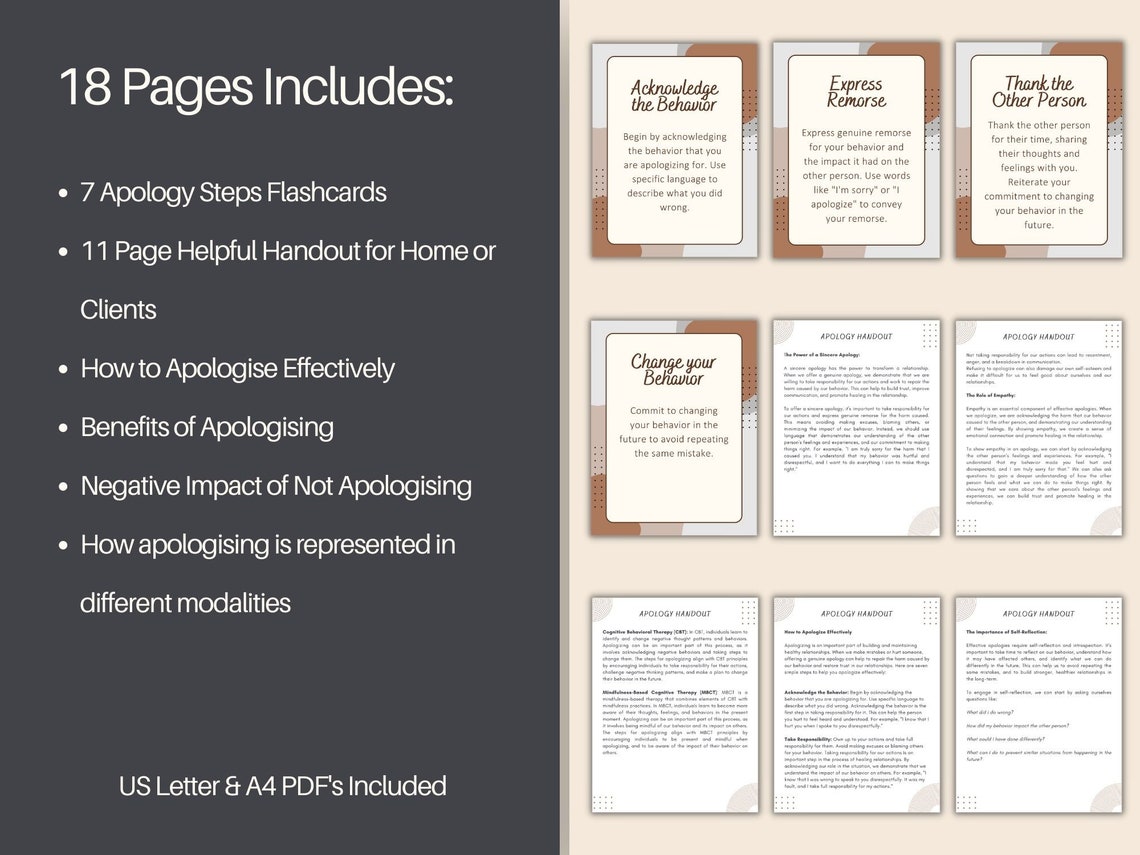 Apology Flashcards, Reference Cards, Life Skills How to Apologise ...