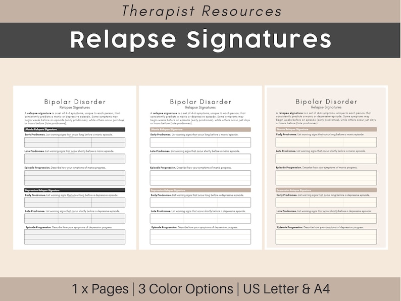 Bipolar Bundle for Therapists, Understanding BPD, Worksheets, Therapy ...