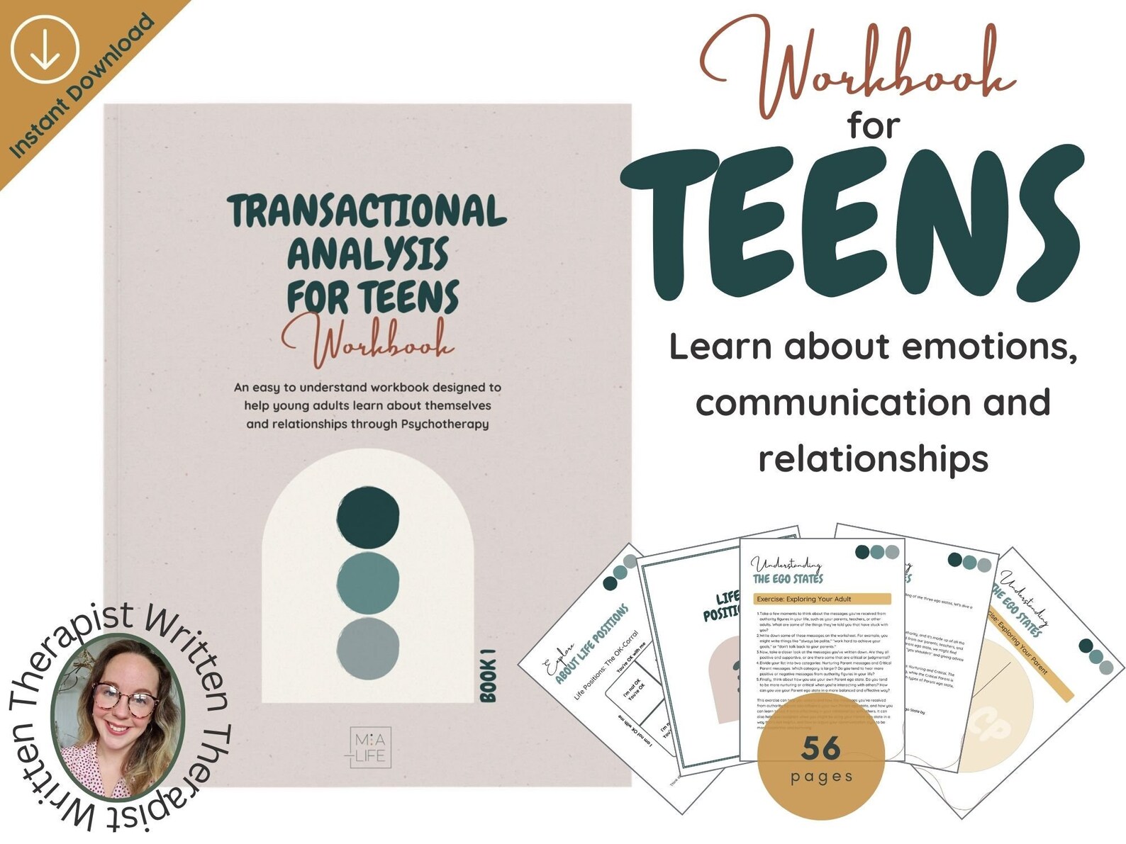 Psychotherapy Workbook for Teens, Communication, Emotions, Understand ...
