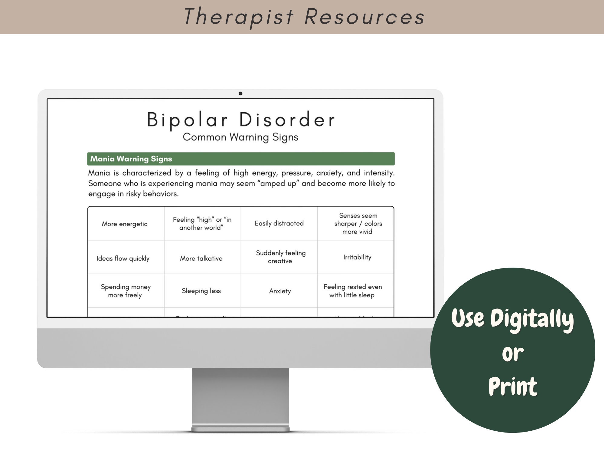 Bipolar Bundle for Therapists, Understanding BPD, Worksheets, Therapy ...