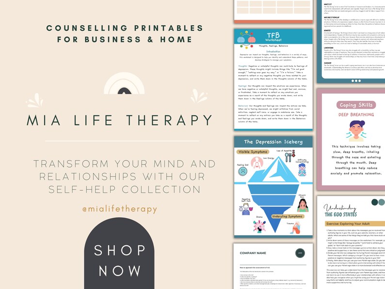 CBT Worksheets Value Pack, 56 Page Bundle, Cognitive Model, Printable ...