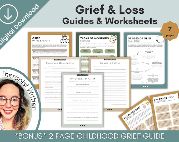 Kids Grief and Loss Worksheets, Therapy Workbook, Kids Therapy, Child ...
