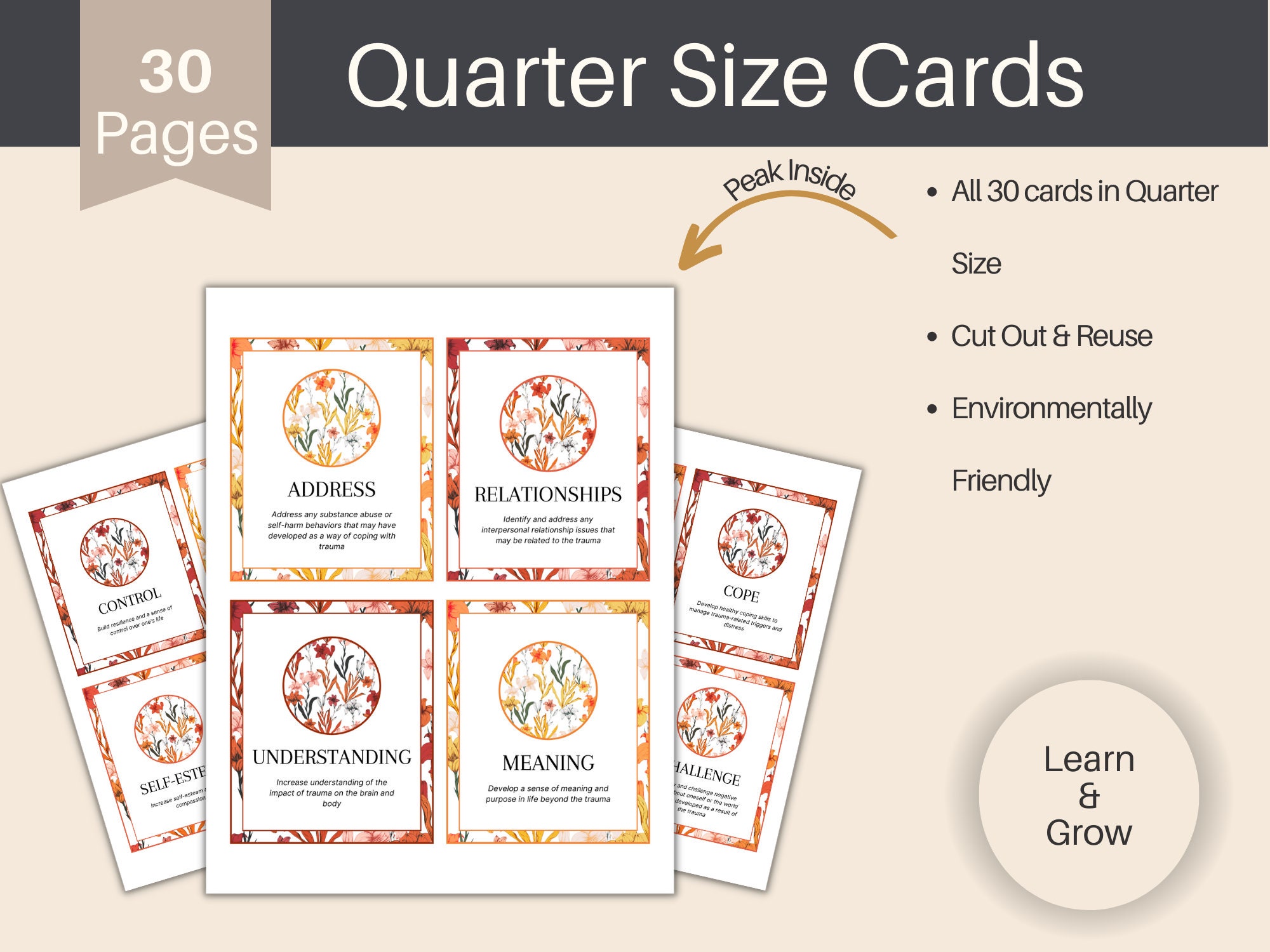 Trauma Goals for Therapy Flashcard Pack, Client Goal Setting Tools ...