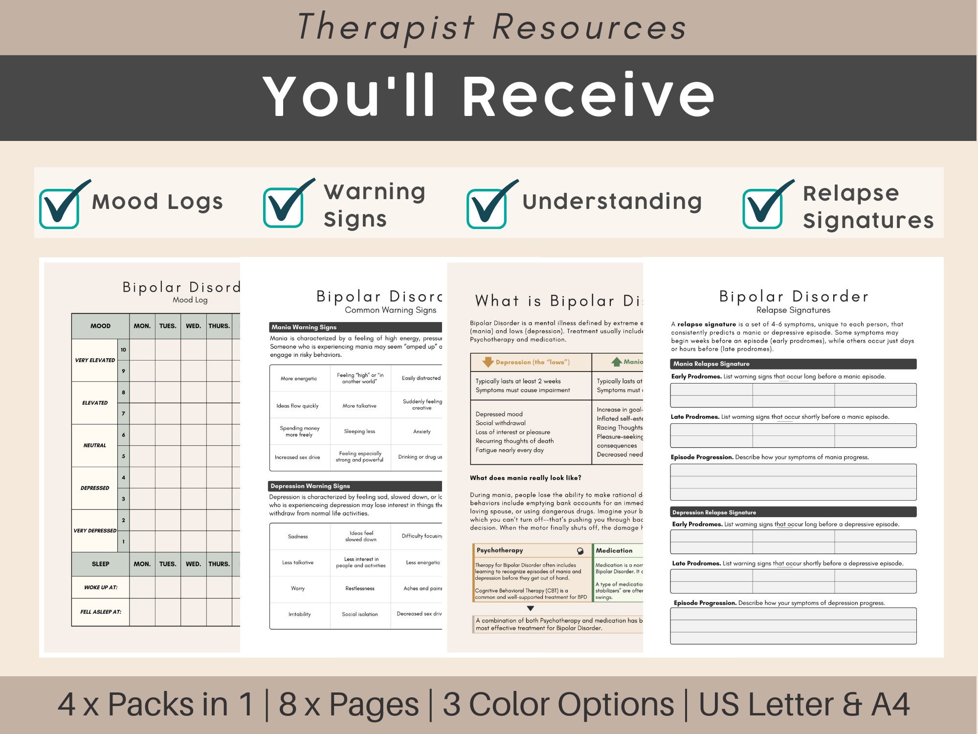 Bipolar Bundle for Therapists, Understanding BPD, Worksheets, Therapy ...