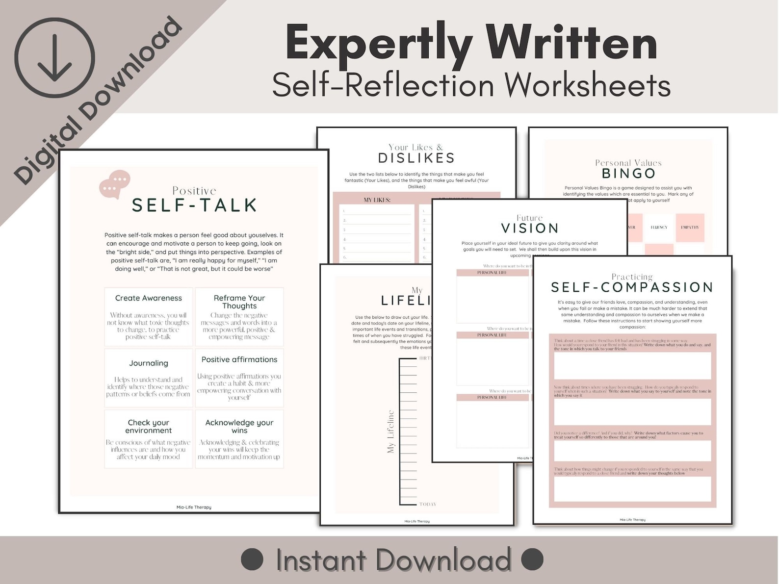 26 Self Care Worksheets for Self Reflection, Therapy Worksheets, Goal ...