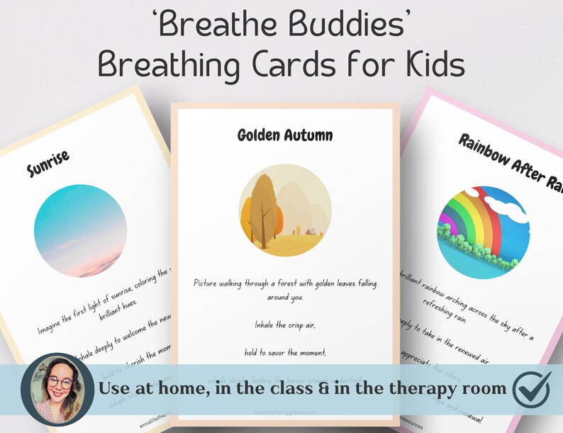 Breathing Cards for Kids, Mindful Breathing, Reduce Anxiety, Child ...