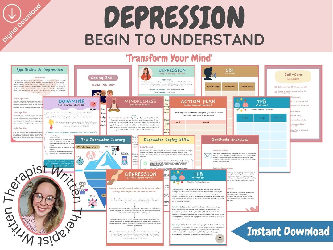 Depression Worksheets, Flashcards, Self-help Tools, Therapy Worksheets ...