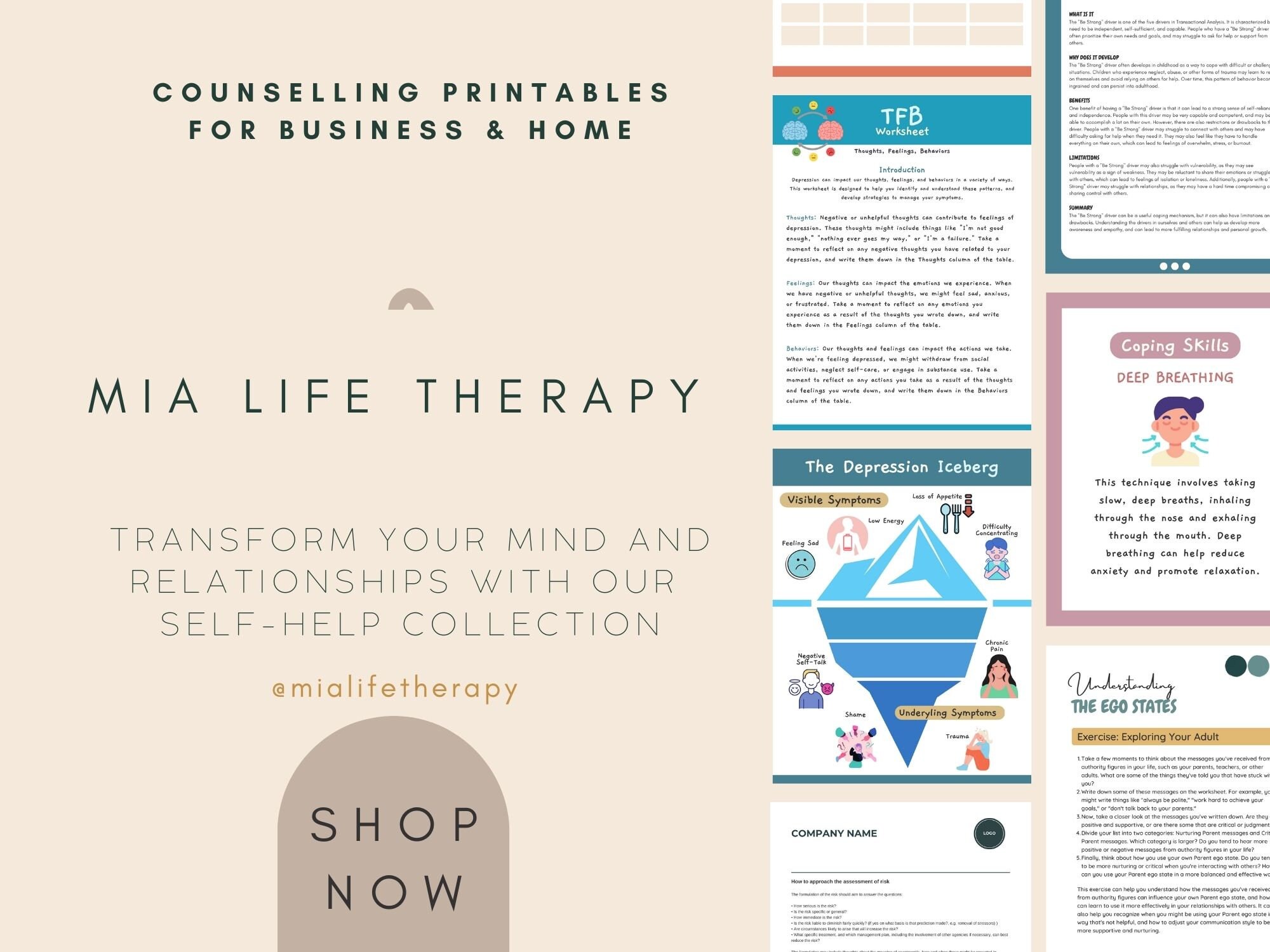 Unhelpful Thinking CBT Tool, 5 Worksheet Pack, Cognitive Behavioral ...