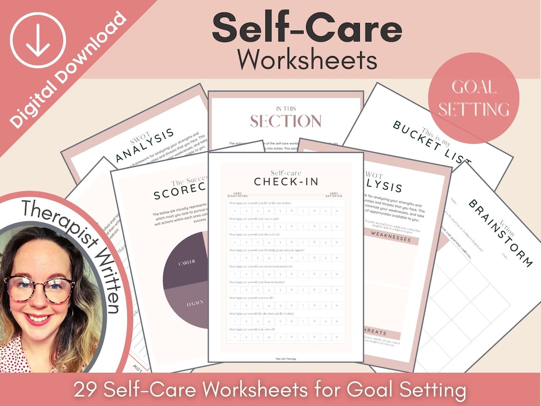 29 Self Care Worksheets for Goal Setting, Therapy Worksheets, Goal ...