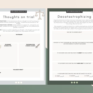 Unhelpful Thinking CBT Tool, 5 Worksheet Pack, Cognitive Behavioral ...