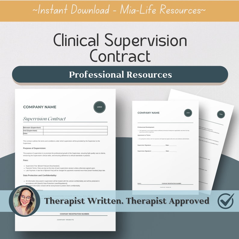 Clinical Supervision Contract Template, Customizable (PDF) - Etsy