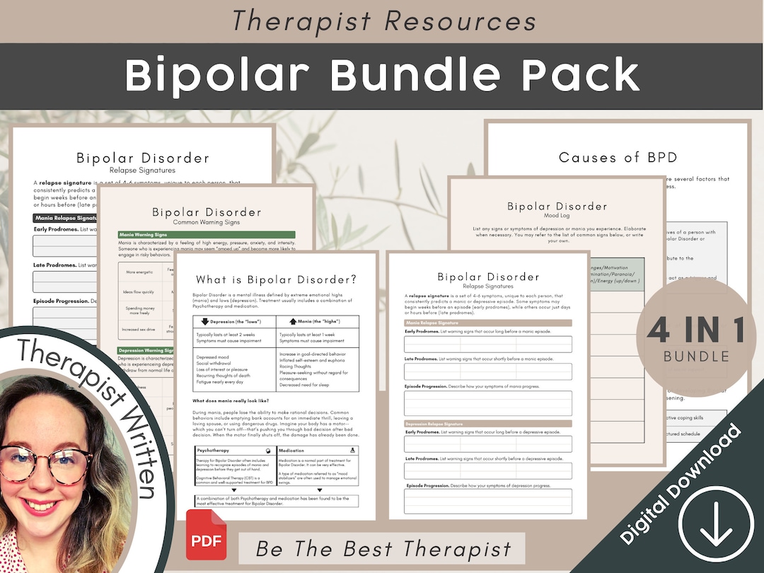 Bipolar Bundle for Therapists, Understanding BPD, Worksheets, Therapy ...