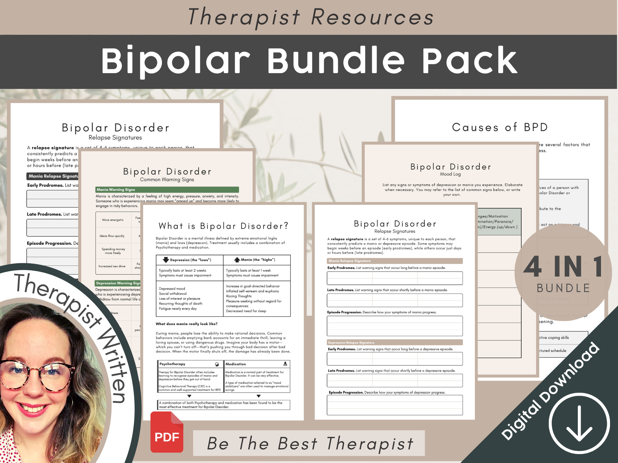 Bipolar Bundle for Therapists, Understanding BPD, Worksheets, Therapy ...