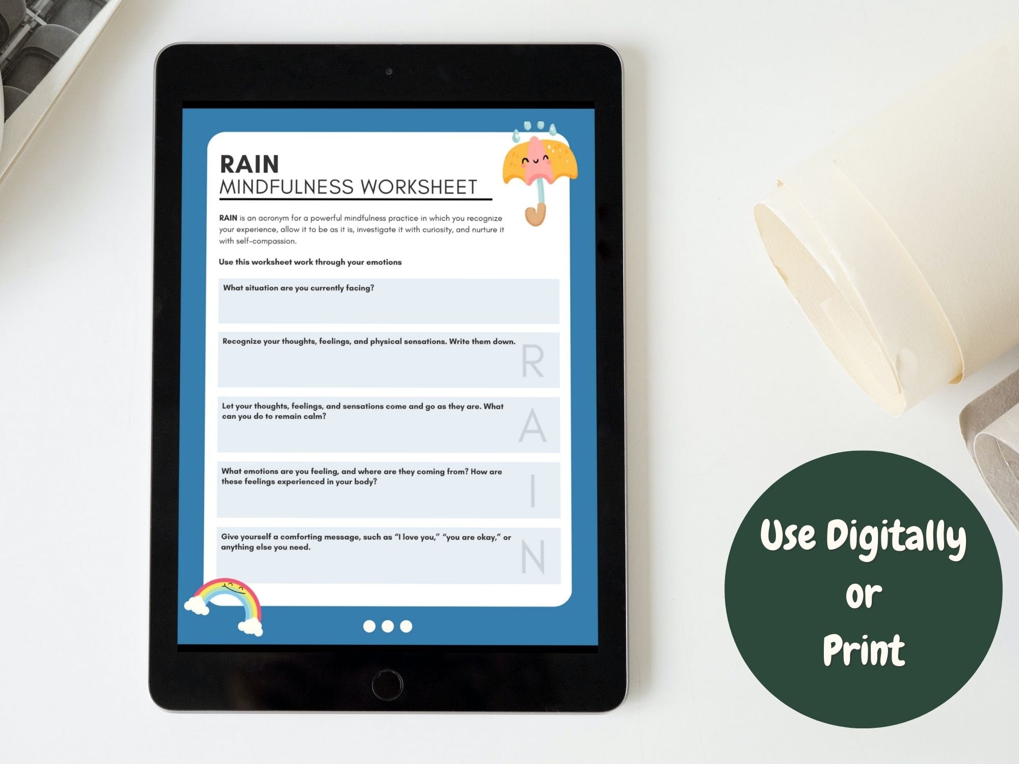 ACT Mindfulness Exercise & Worksheet, RAIN, Counsellor Resources ...