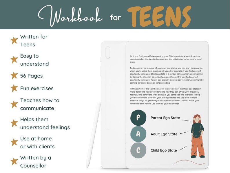 Psychotherapy Workbook for Teens, Communication, Emotions, Understand ...