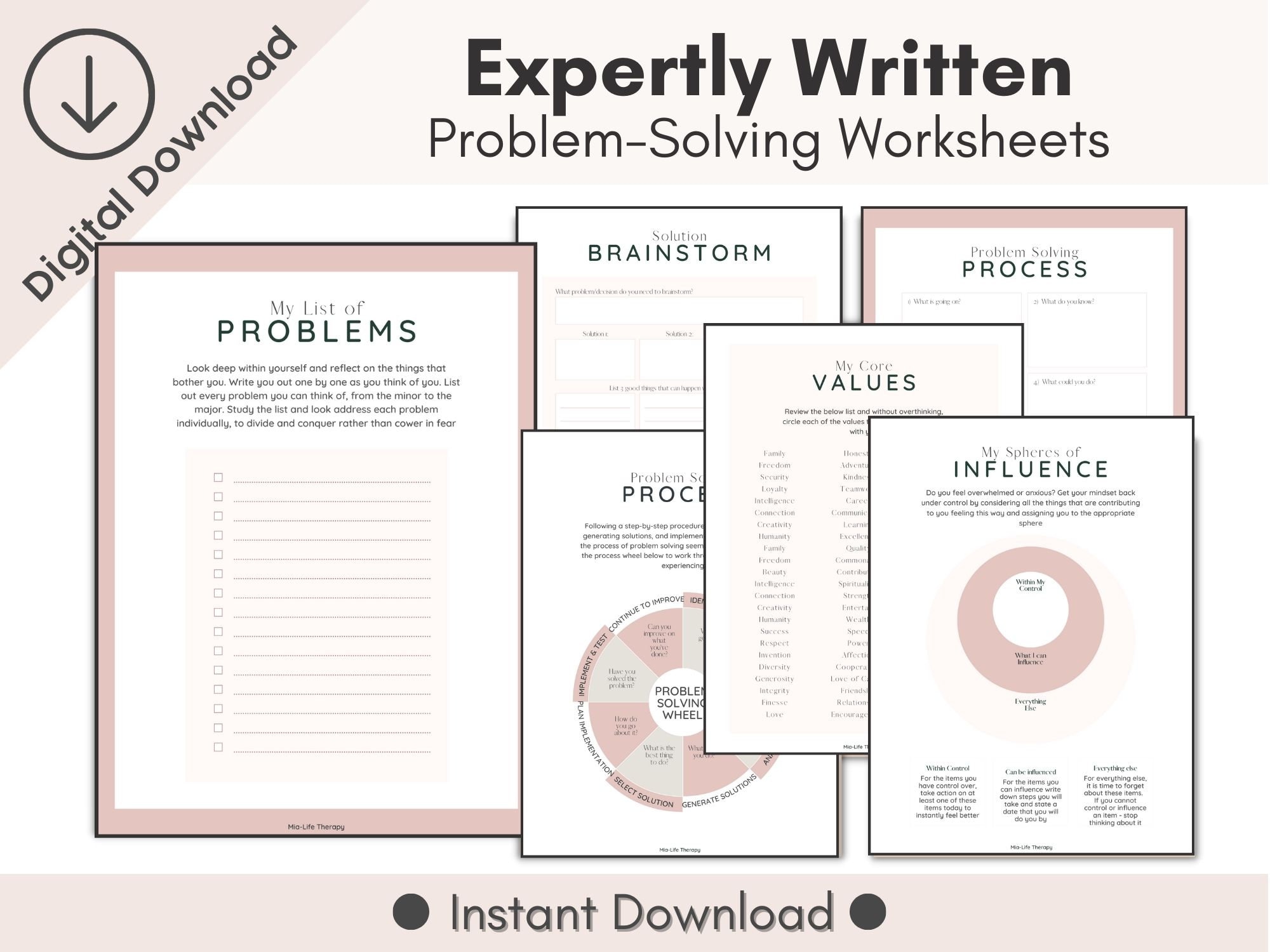 23 Self Care Worksheets for Problem Solving, Therapy Worksheets, Goal ...