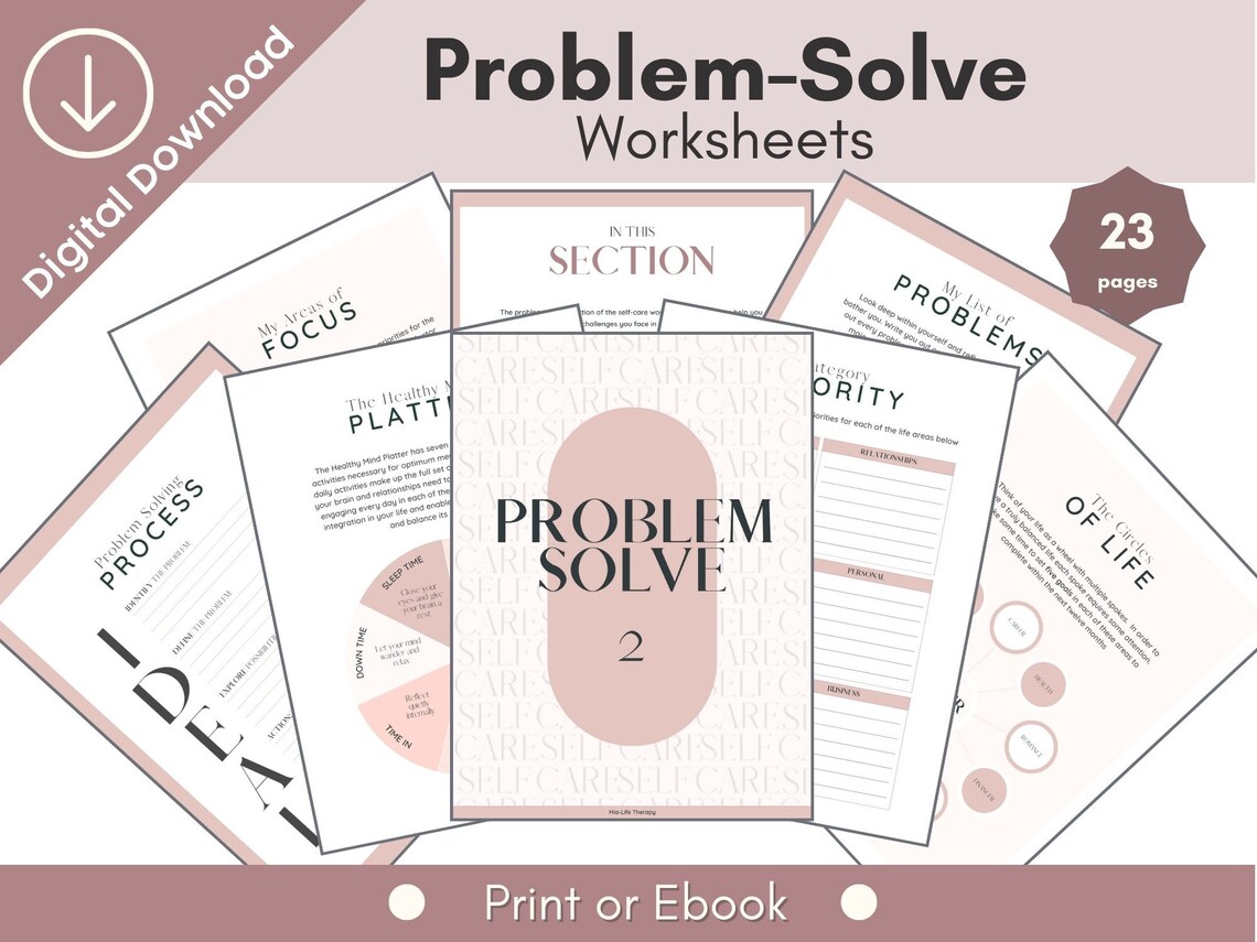 92 Self-care Worksheets, Self-help Workbook, Wheel of Emotion, Therapy ...