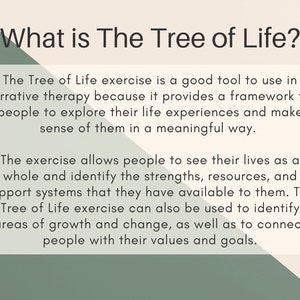 Tree of Life Narrative Therapy Pack, Worksheets for Mental Health ...
