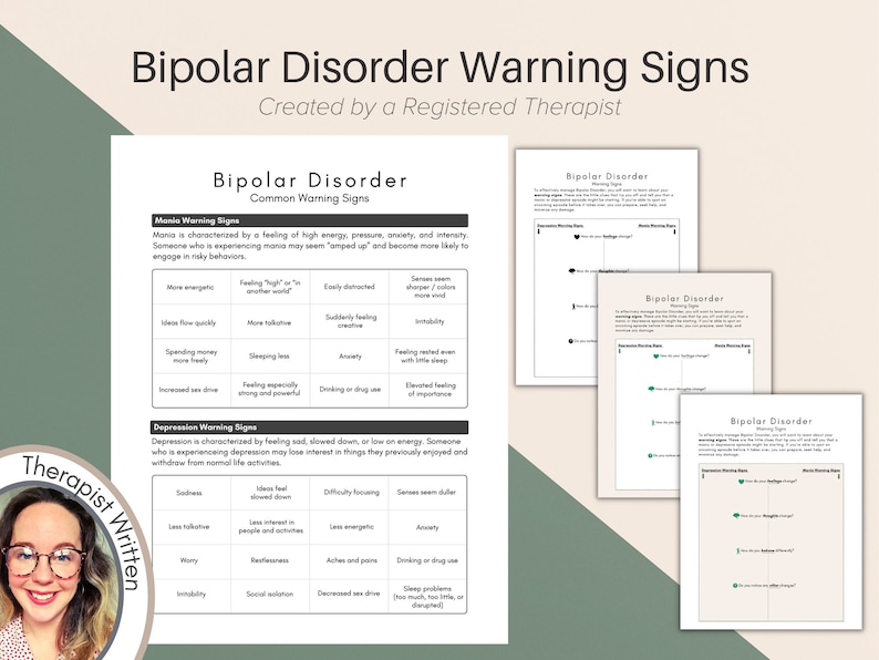 BPD Warning Signs Worksheet, Understanding Bipolar Disorder, Therapy Tools, Printable Resource ...