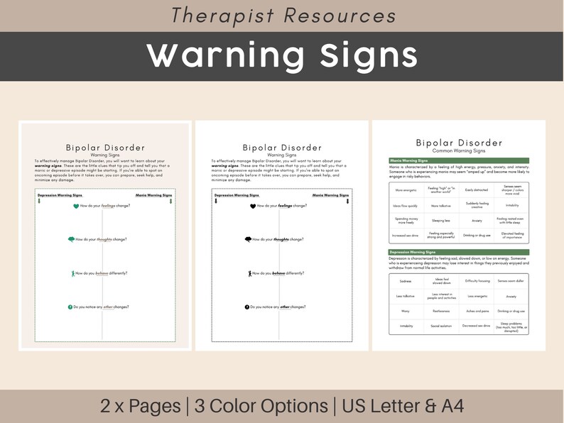 Bipolar Bundle for Therapists, Understanding BPD, Worksheets, Therapy ...
