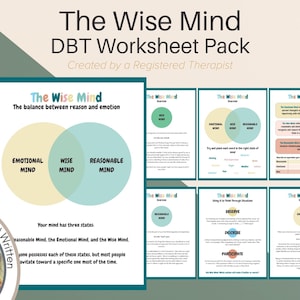 The Wise Mind DBT Worksheet Pack, Dialectical Behavior Therapy, Therapy ...