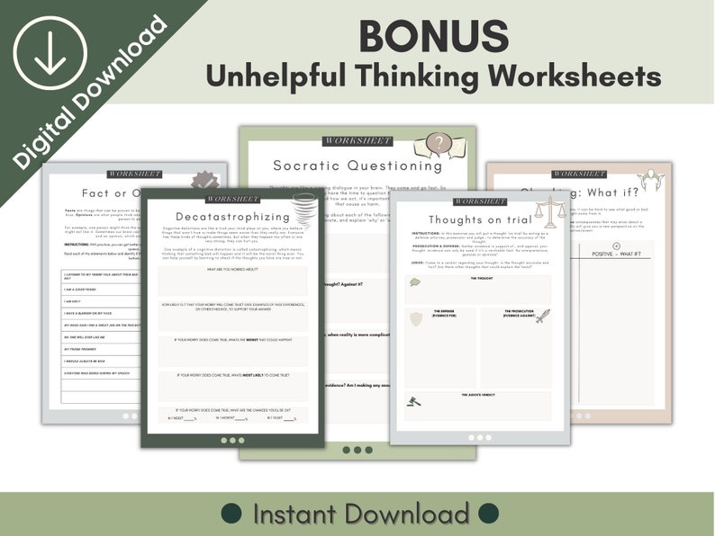 Cognitive Distortions Cards, Unhelpful Thinking Styles Worksheets ...