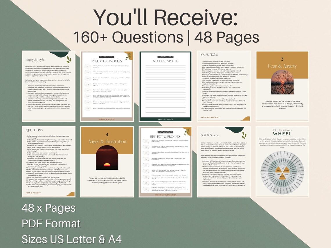 Emotional Regulation Workbook, 160+ Questions, Emotions, Therapy ...
