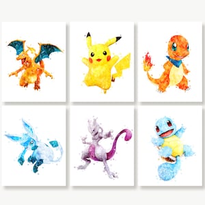 Pokemon Watercolor Art Print Pokemons Printable Anime Illustration Kids ...