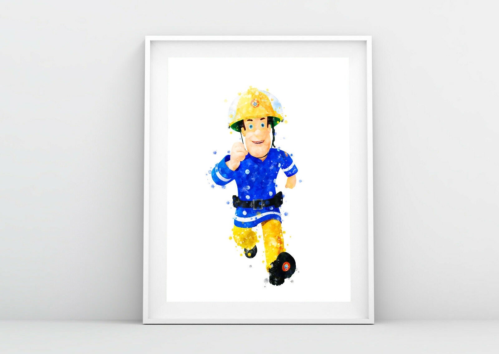 Fireman Sam Watercolor Art Print Friman Poster Fireman Sam Wall Art ...