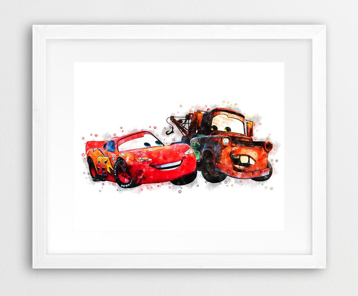 Lightning Mcqueen Tow Mater Print Pixar Cars Watercolor Printable ...