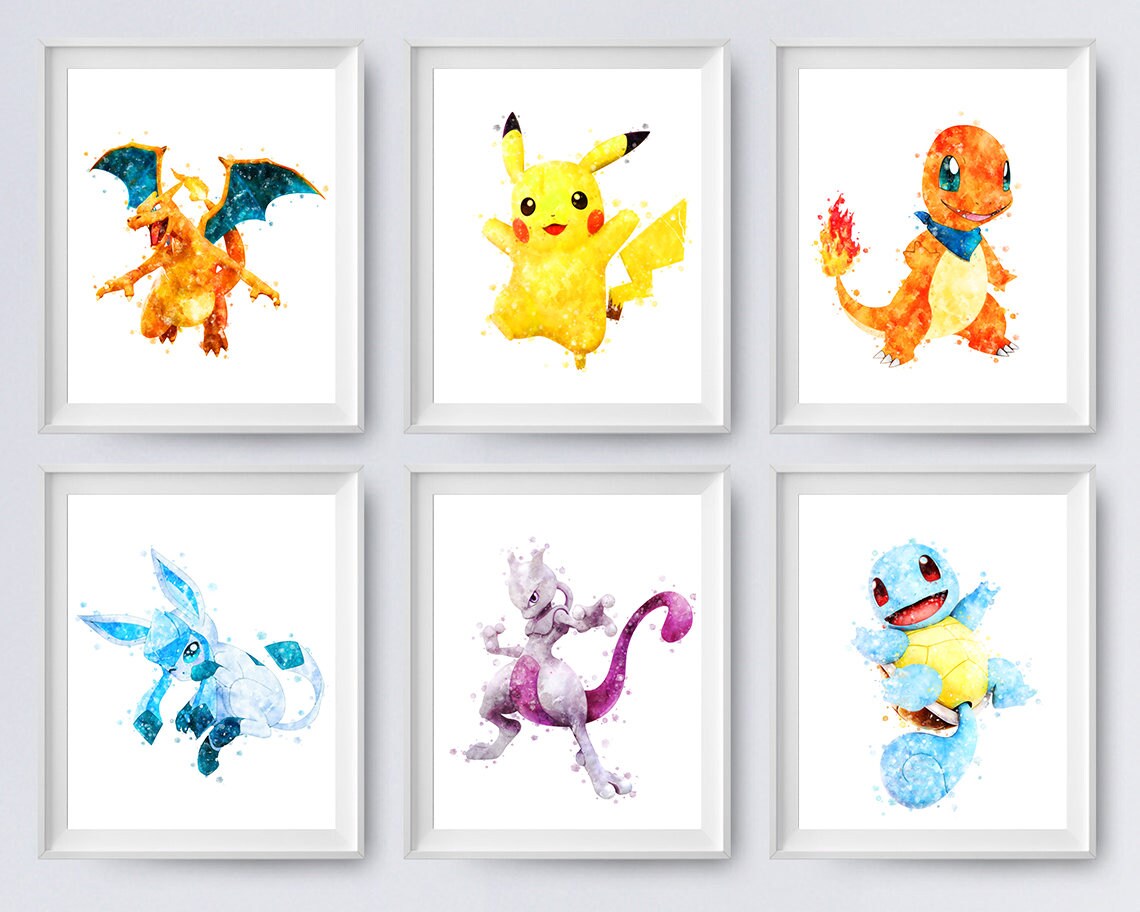 Pokemon Watercolor Art Print Pokemons Printable Anime Illustration Kids ...