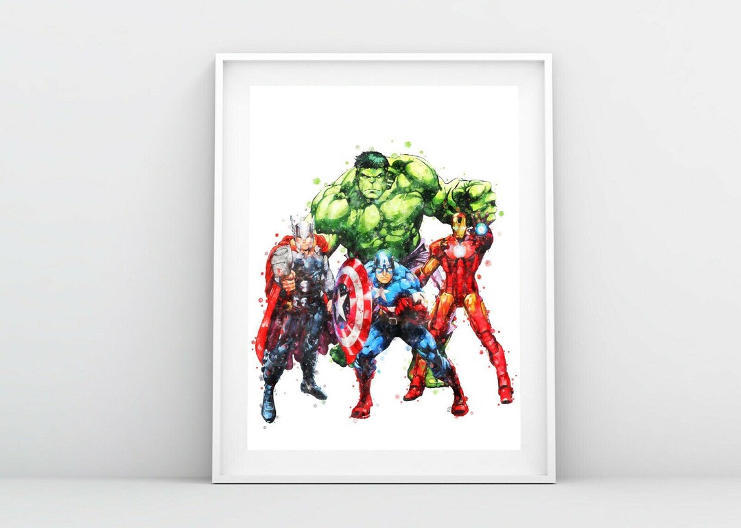 Avengers Watercolor Poster Superhero Art Print Superhero Nursery Wall ...
