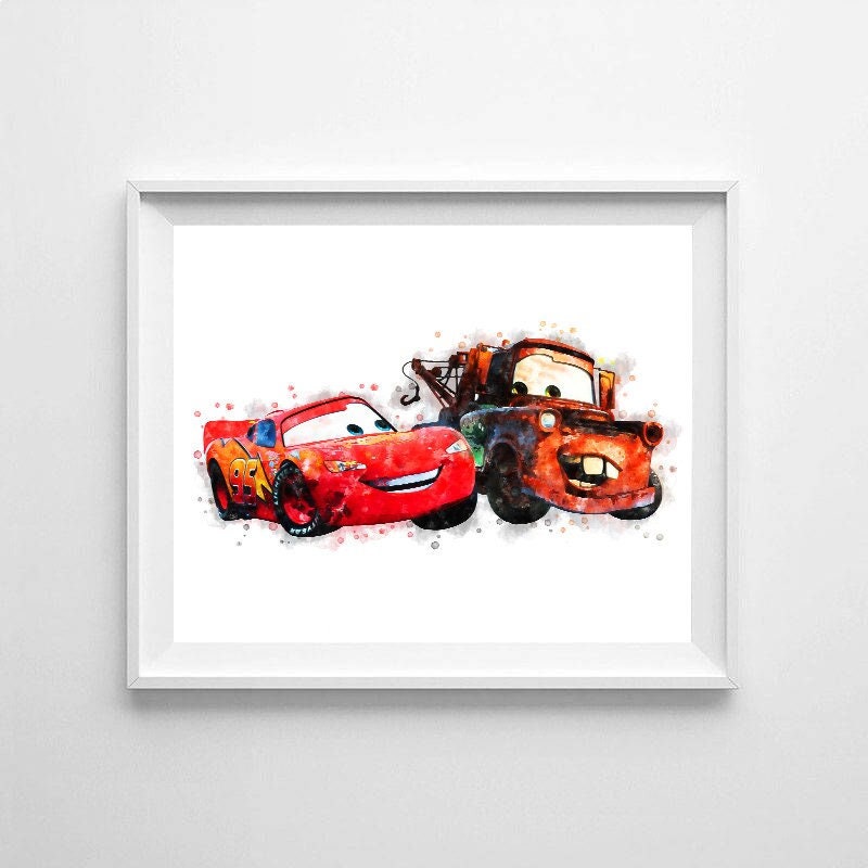 Lightning Mcqueen Tow Mater Print Pixar Cars Watercolor Printable ...