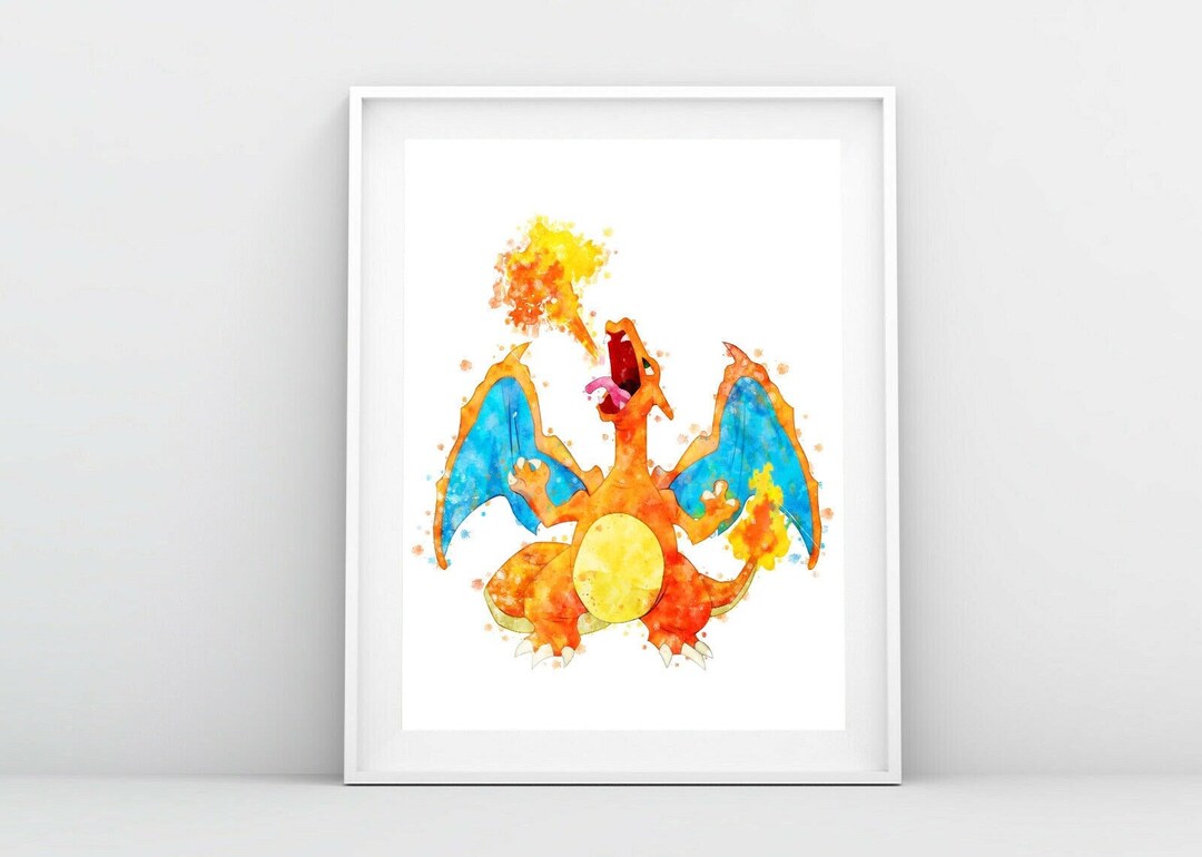 Pokemon Charizard Watercolor Print Pokemon Wall Art Charizard Poster ...