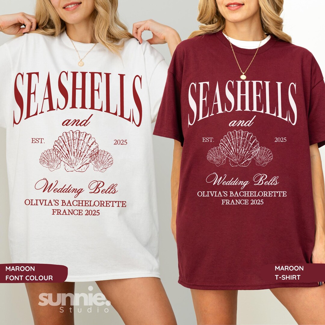 Custom Seashells and Wedding Bells Hen Do T Shirt Hen Party Cocktail ...