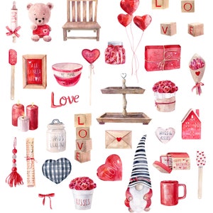 Valentine Day Watercolor Clipart, Valentines Png, Teddy Bear ...
