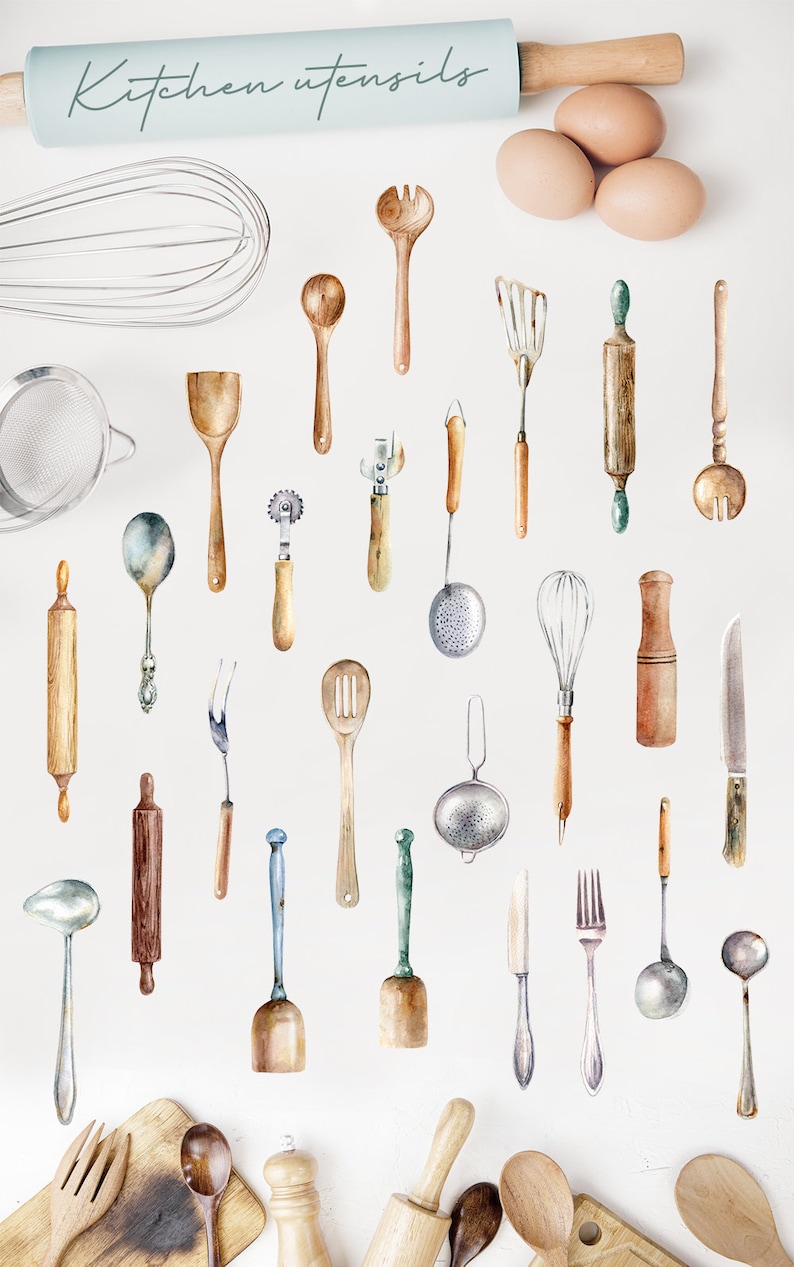 Watercolor Kitchen Clipart Bundle Country Kitchen Clipart - Etsy