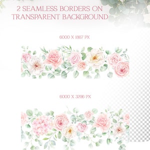 Watercolor Floral Border, Blush Pink Roses Clipart, Dusty Pink Wedding ...