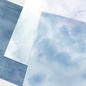 Dusty Blue Digital Paper, Blue Watercolor Textures, Dusty Blue ...