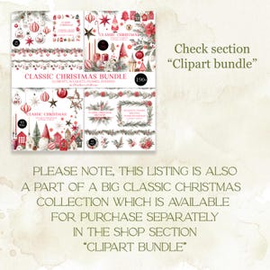 Traditional Christmas Clipart, Red Christmas Watercolor Ornaments ...