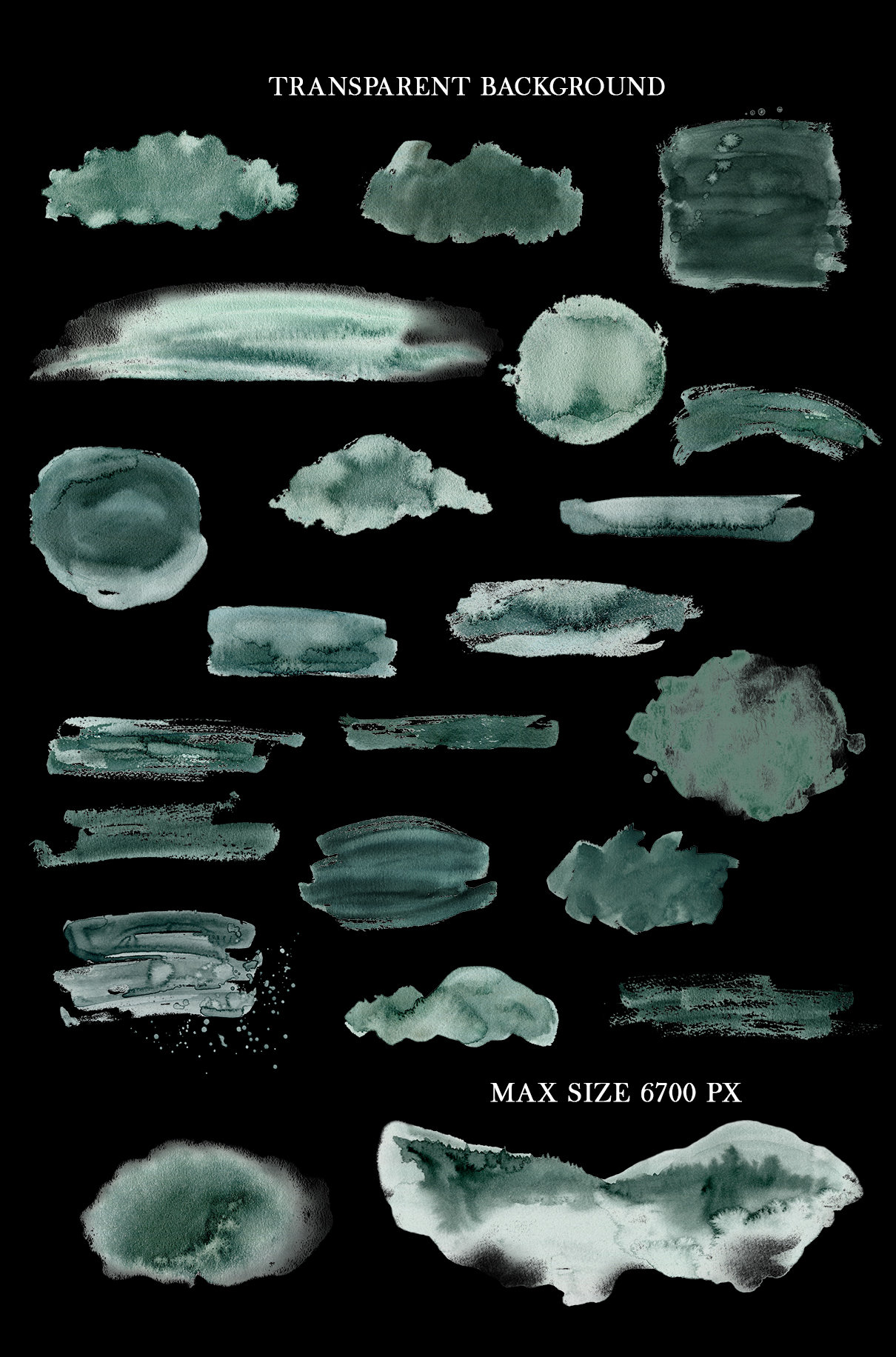 Dark Sage Green Watercolor Splashes Clipart Green Brush - Etsy