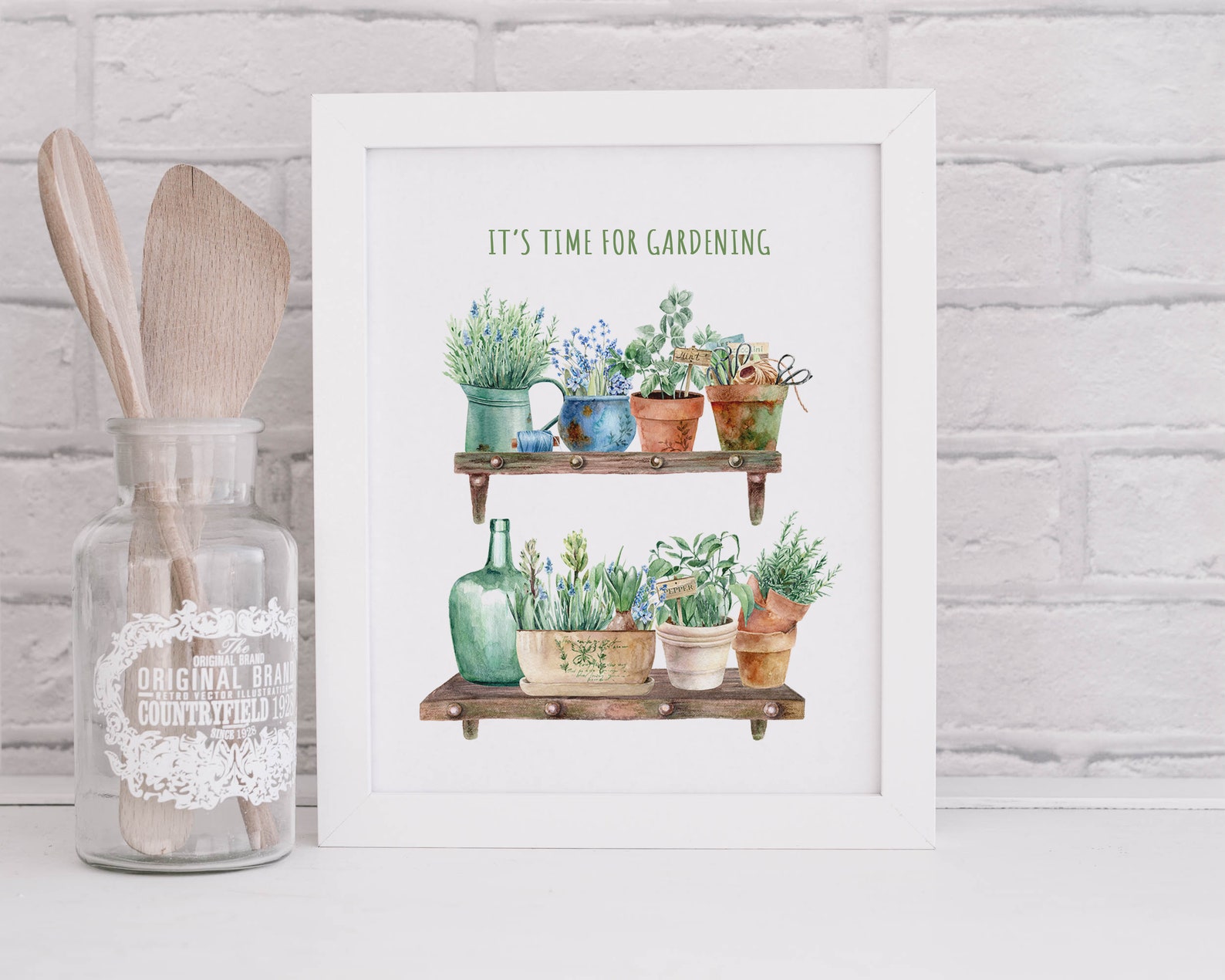 Watercolor Gardening Clipart Rustic Farmhouse Clip Art - Etsy