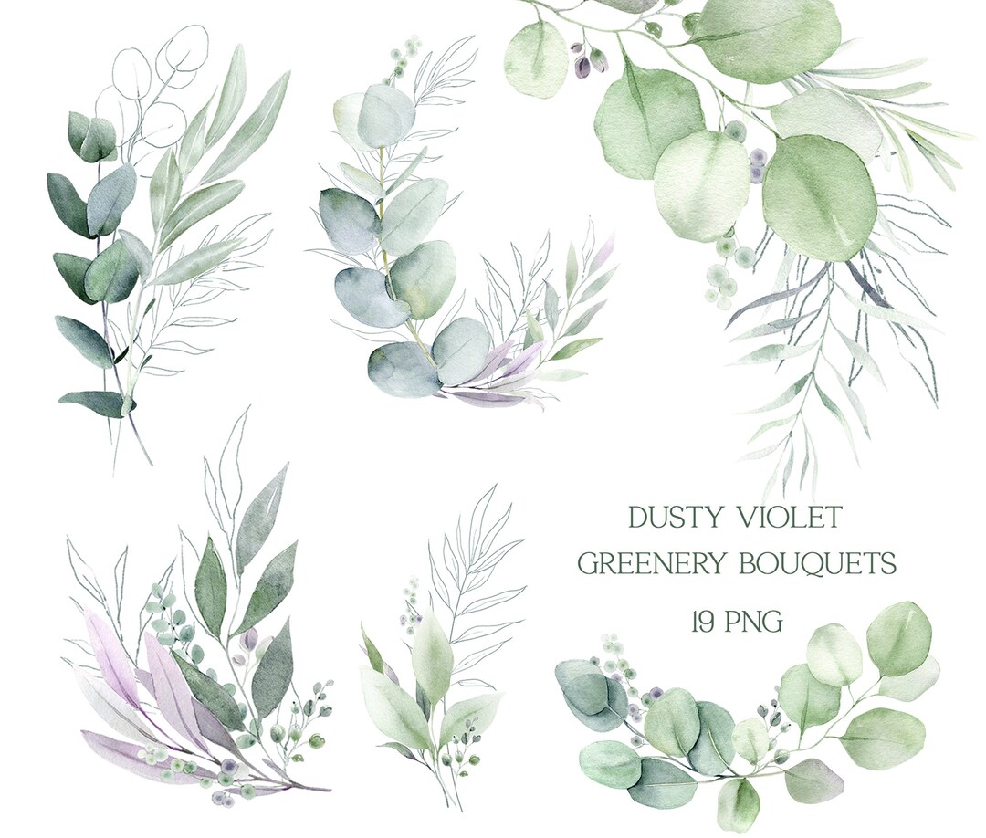 Greenery Watercolor Clipart, Eucalyptus Png, Foliage Clipart, Green ...