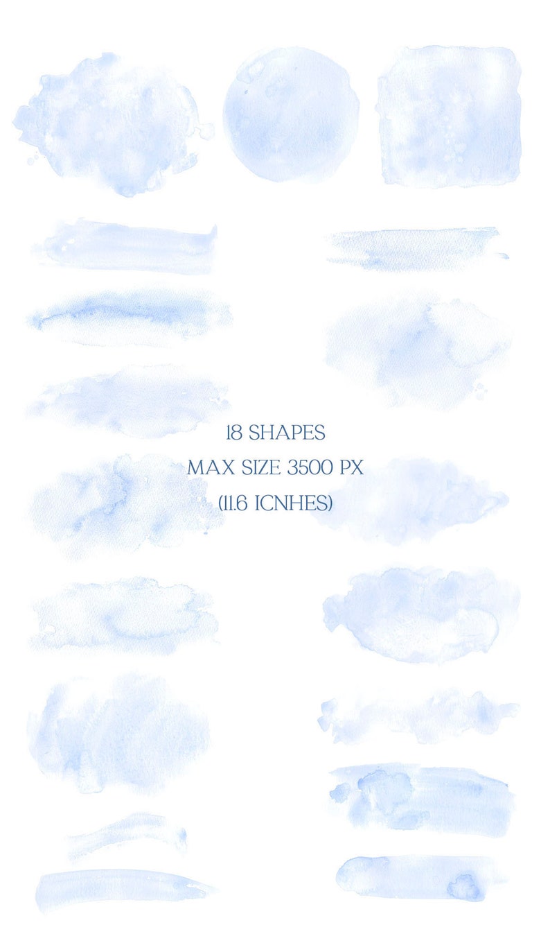 Watercolor Splashes Clipart Blue Brush Strokes Abstract - Etsy