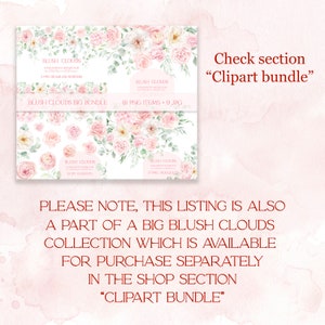 Watercolor Floral Border, Blush Pink Roses Clipart, Dusty Pink Wedding ...