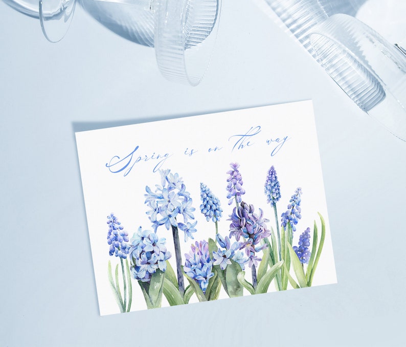 Spring Clipart Blue Flowers Watercolor Clip Art Hyacinth - Etsy